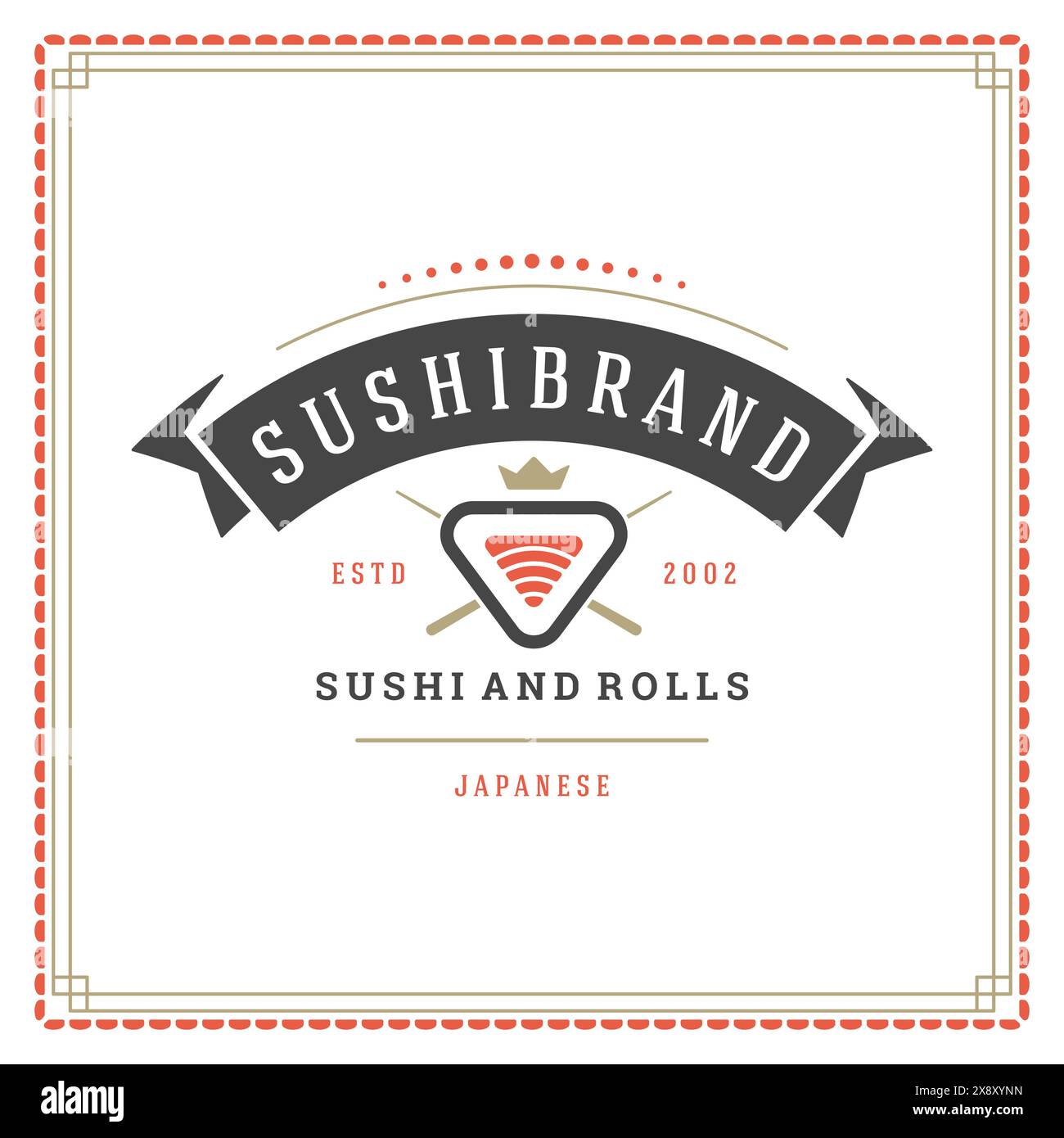 Sushi restaurant logo vector illustration. Japanese food, roll ...