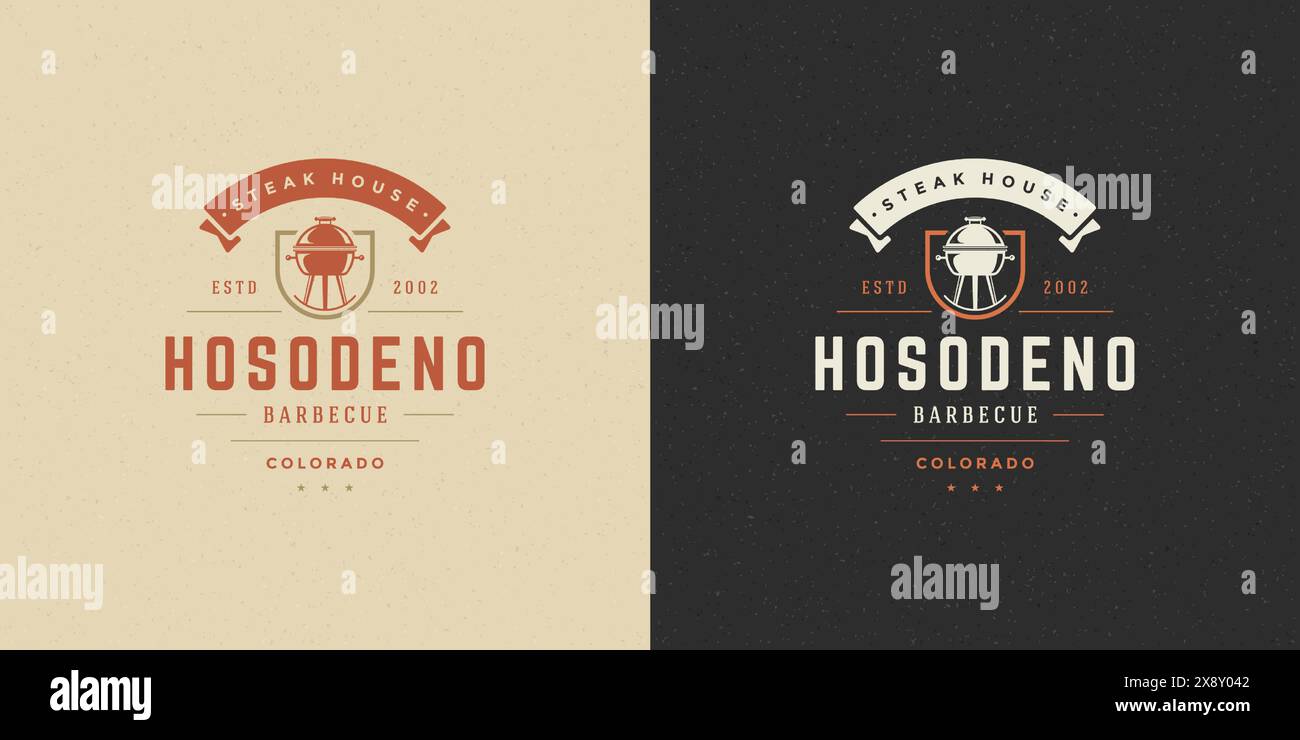 Barbecue logo vector illustration steak house or bbq restaurant menu ...