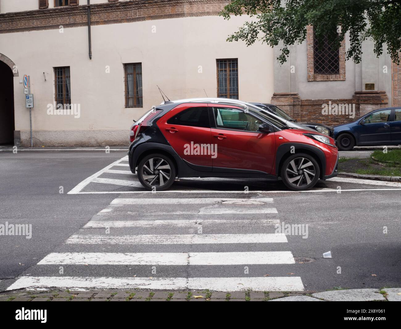 Cremona, Italy - May 15th 2024 Red compact Toyota Aigo crossover suv ...