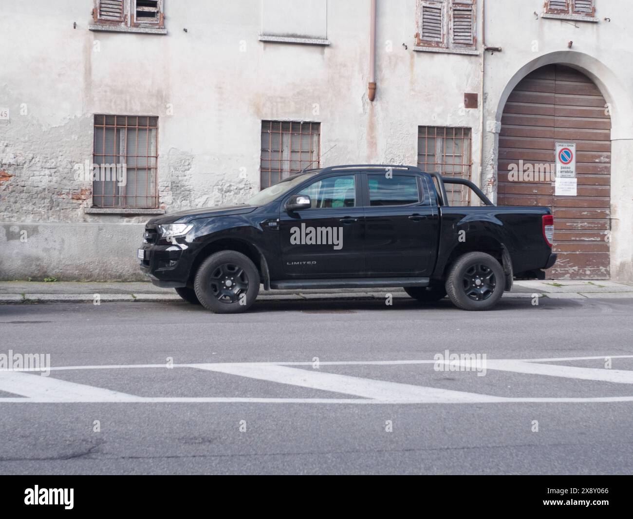 Cremona, Italy - May 15th 2024 Sleek black crew carb Ford Ranger pickup ...