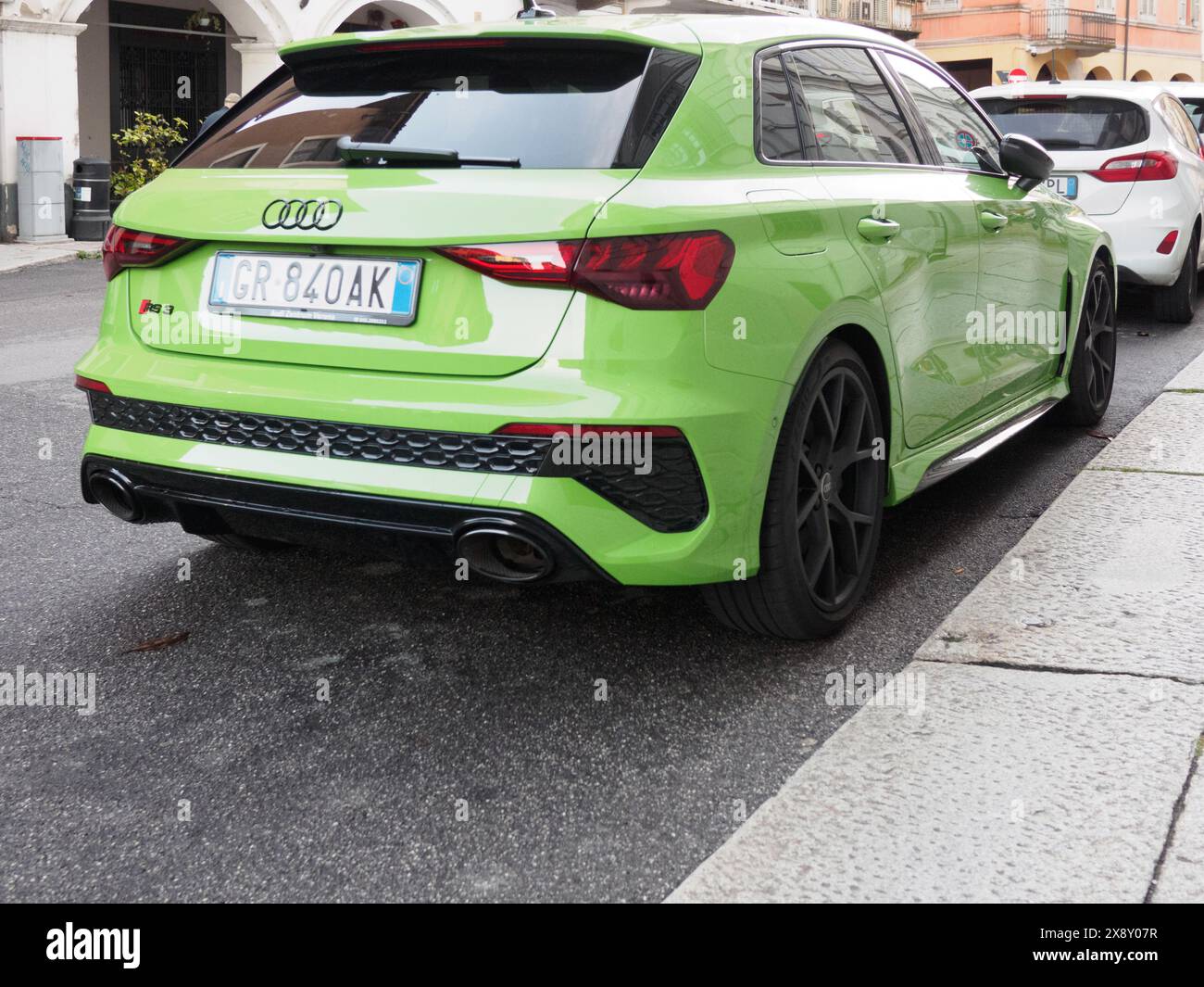 Cremona, Italy - May 15th 2024 Audi rs3 Vibrant lime green audi rs 3 ...