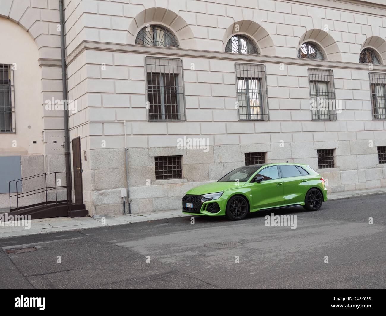 Cremona, Italy - May 15th 2024 Audi rs3 Vibrant green sports car parked ...