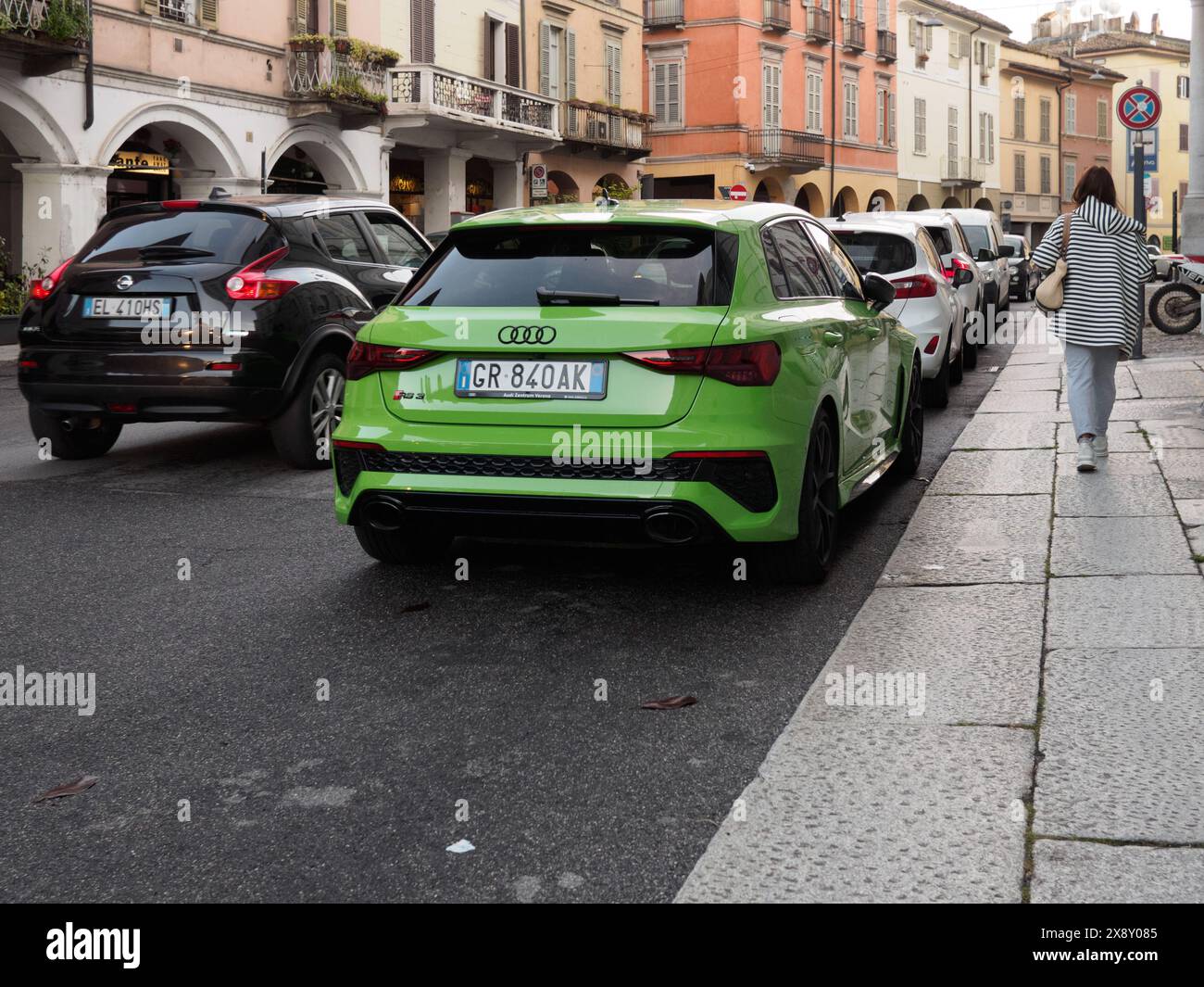 Cremona, Italy - May 15th 2024 Audi Rs3 Vibrant green audi car stands ...