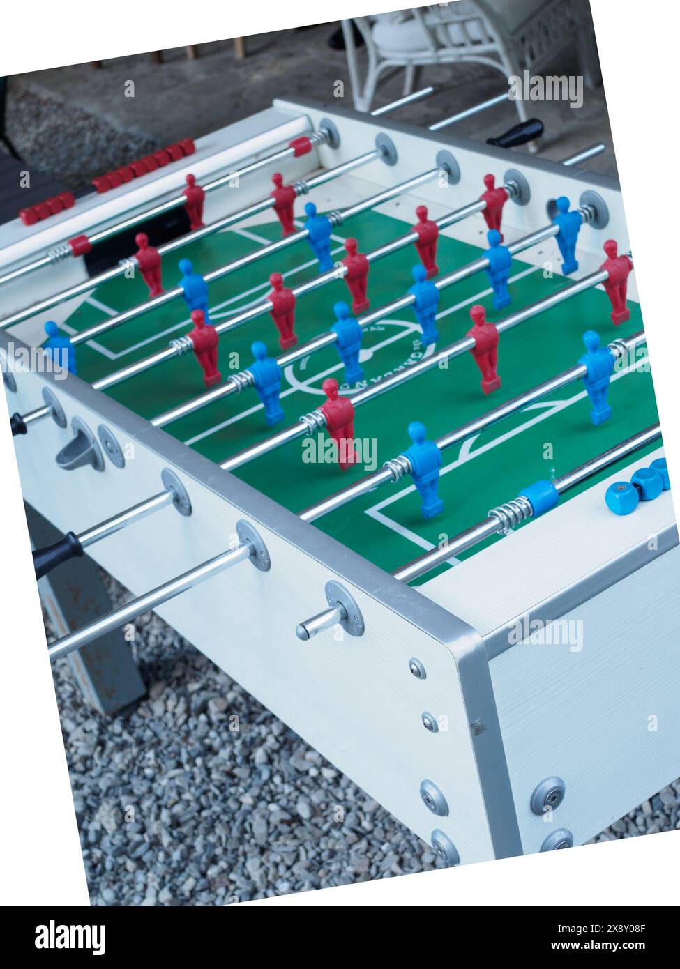 Cremona, Italy - May 15th 2024 Closeup of a competitive foosball table ...
