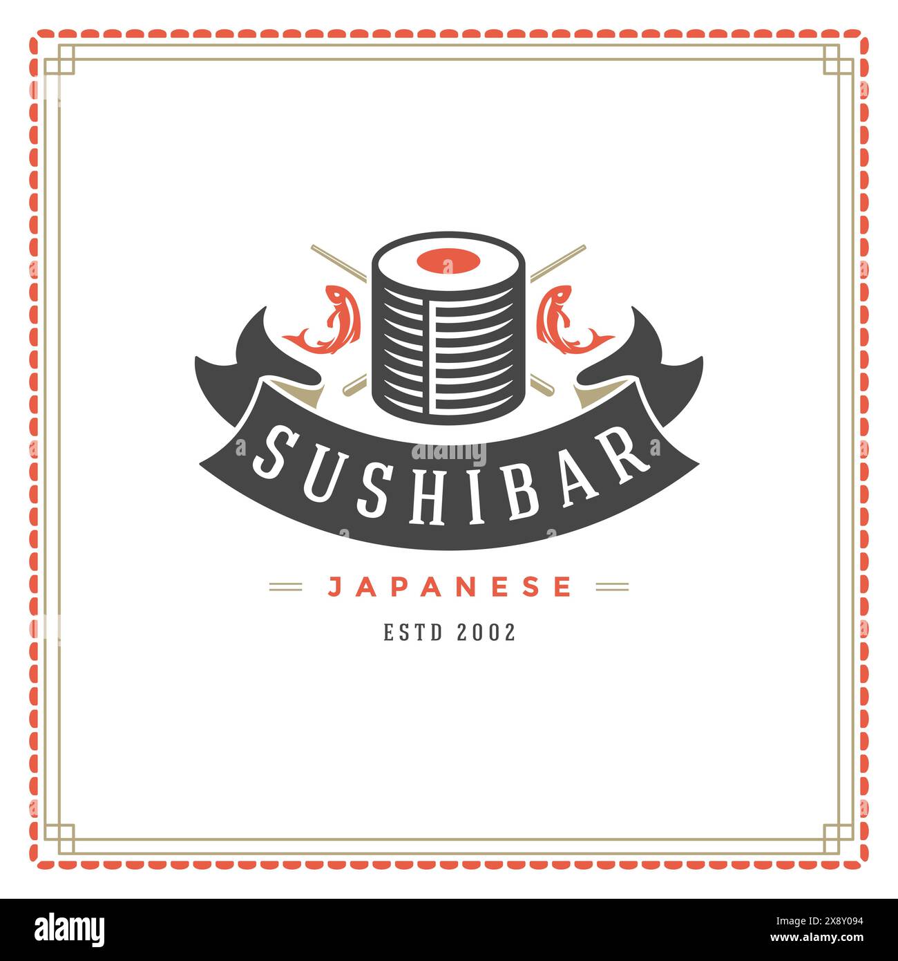 Sushi restaurant logo vector illustration. Japanese food, roll ...