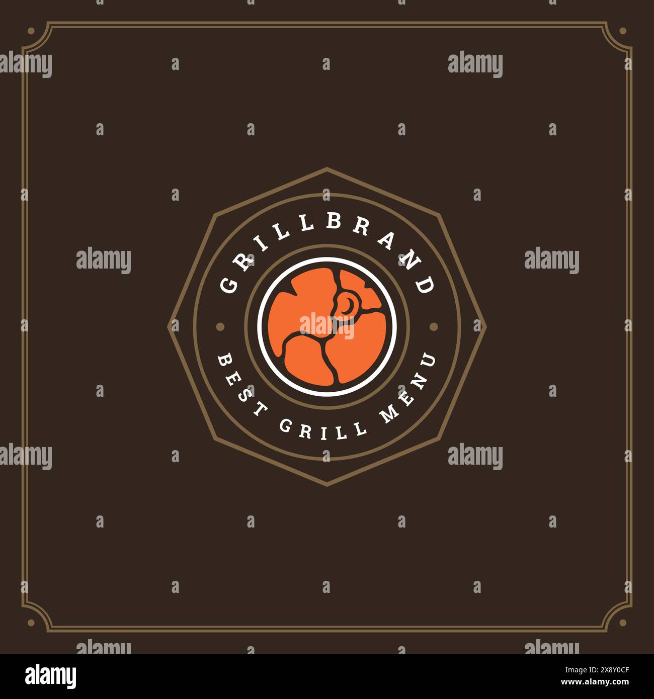 Grill restaurant logo vector illustration. Barbecue steak house menu ...