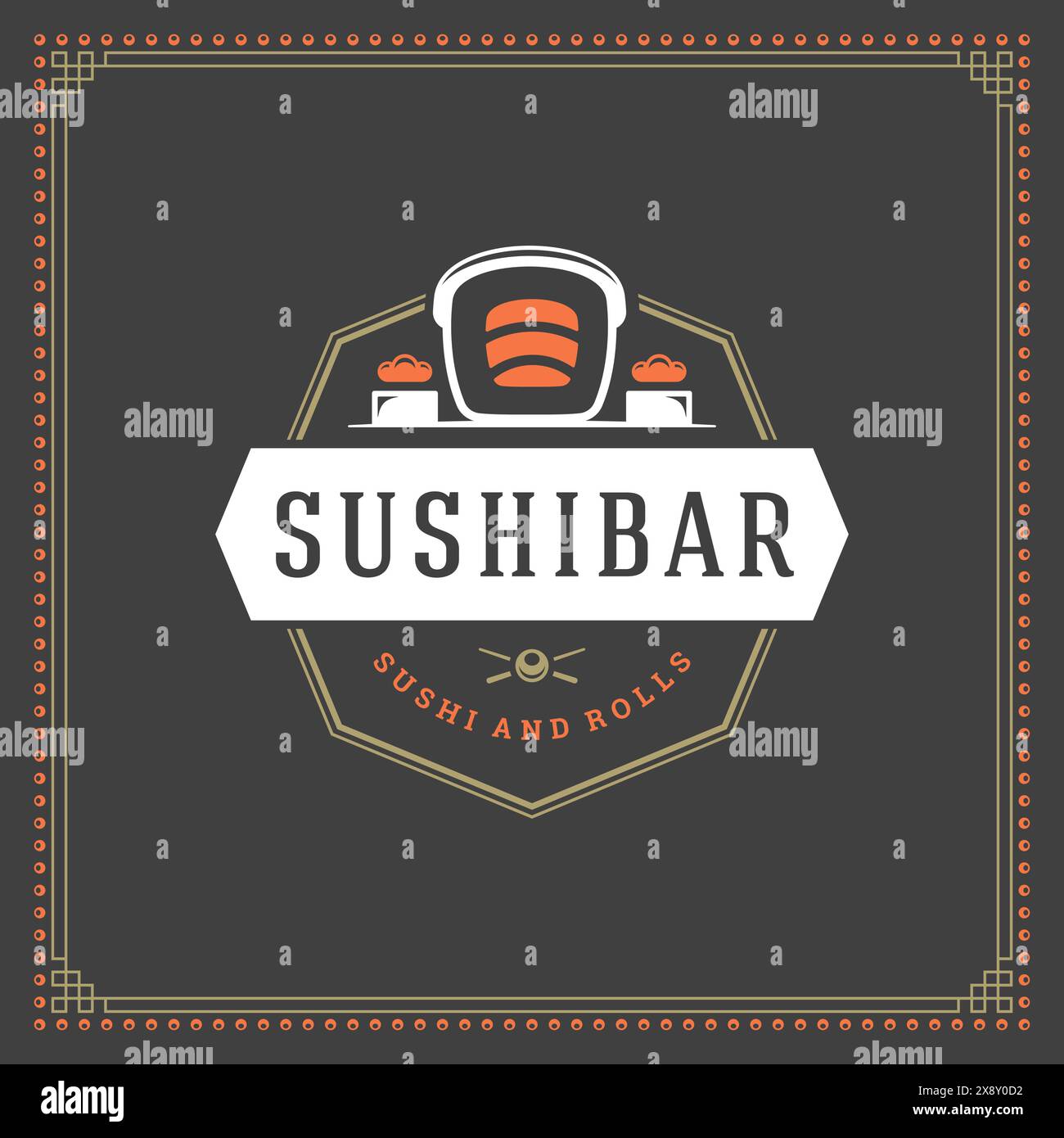 Sushi restaurant logo vector illustration. Japanese food, roll ...