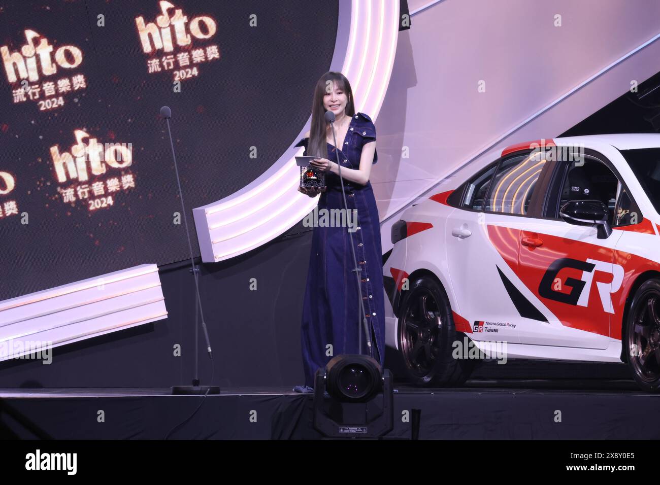 Taiwanese singer and actress Cyndi Wang attends the 2024 Hito Music Awards in Taipei City ...