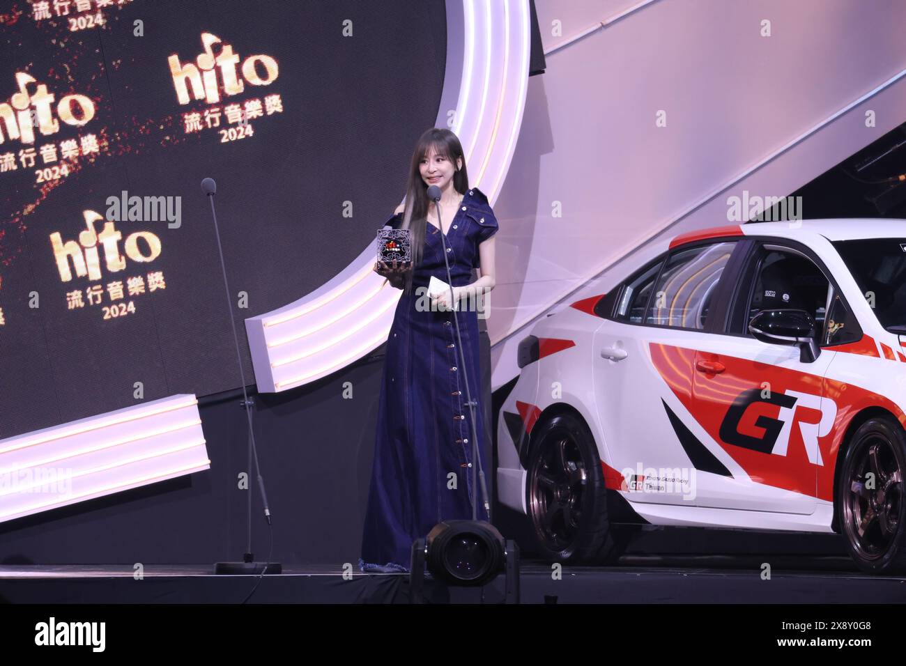 Taiwanese singer and actress Cyndi Wang attends the 2024 Hito Music Awards in Taipei City ...