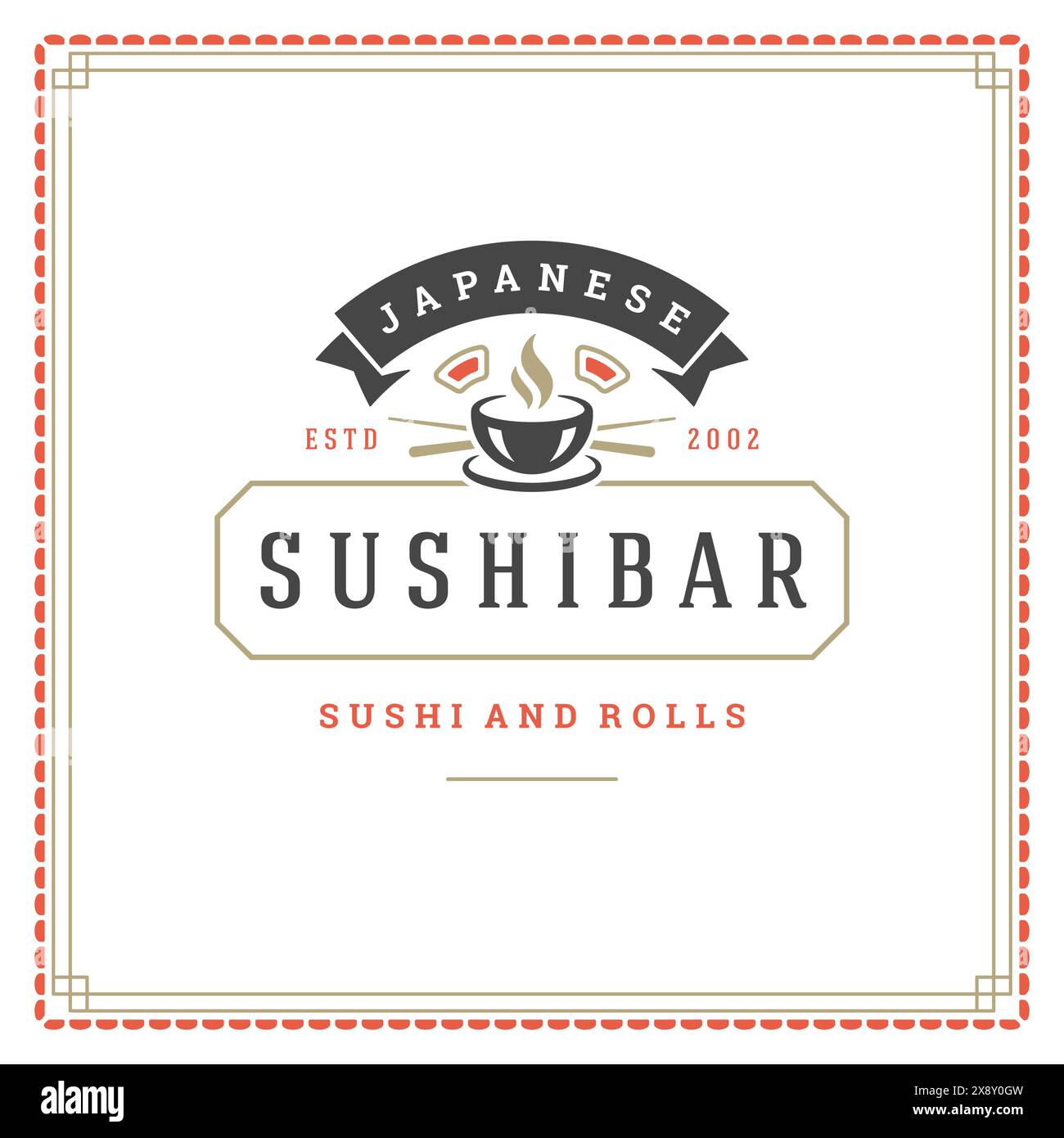 Sushi restaurant logo vector illustration. Japanese food, ramen noodle ...