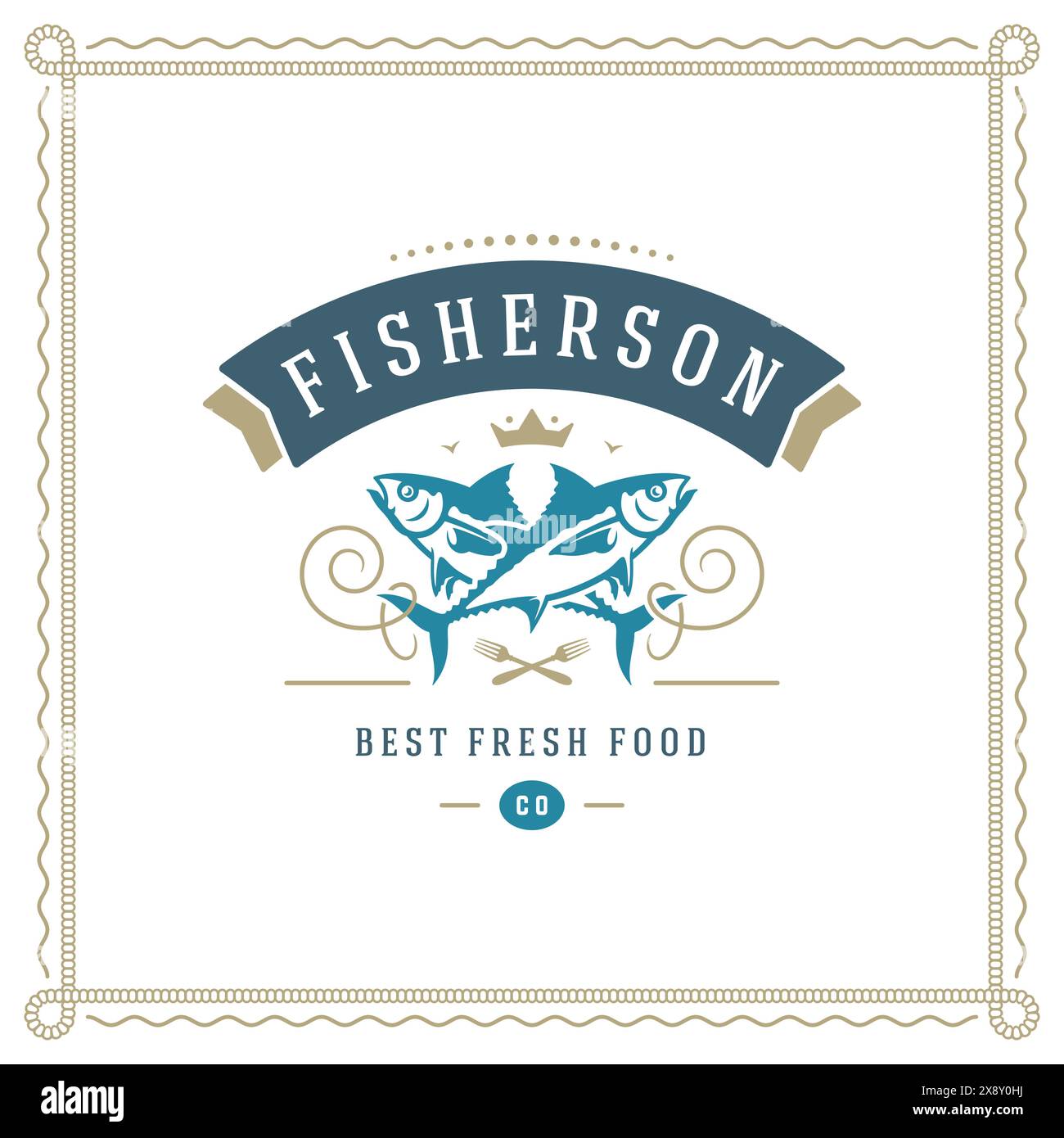 Seafood restaurant logo vector illustration. Market emblem, fish ...