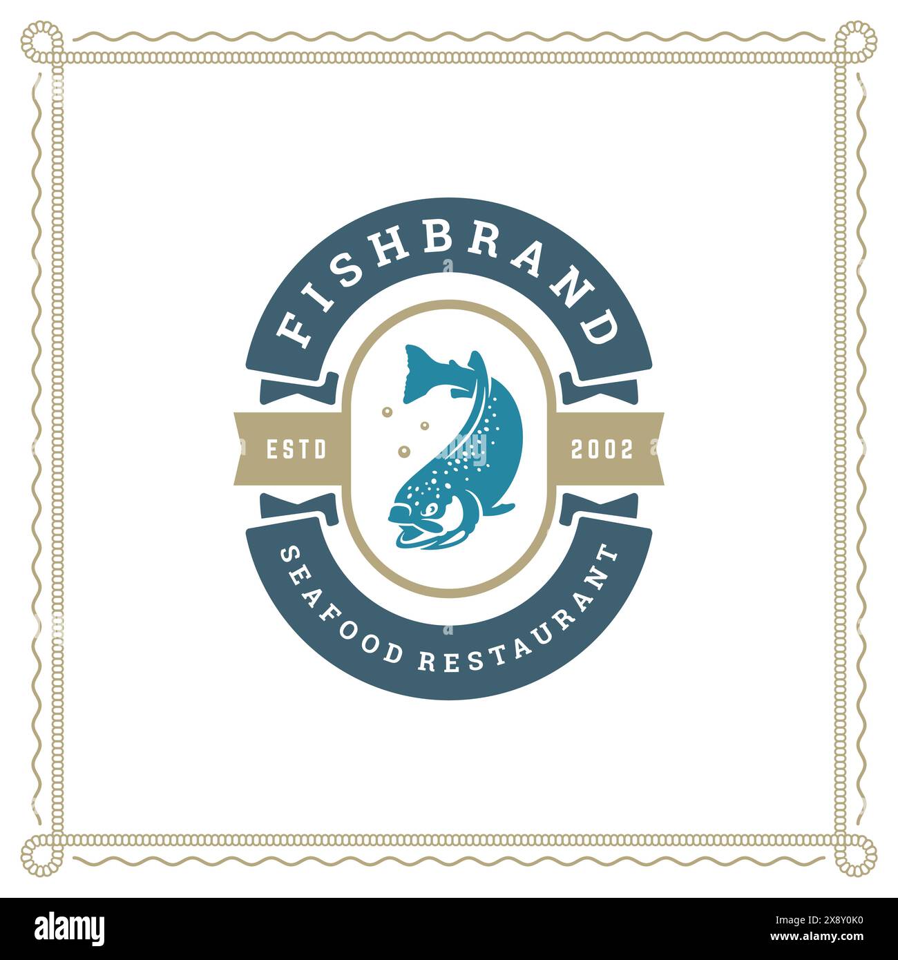 Seafood restaurant logo vector illustration. Market emblem, fish ...