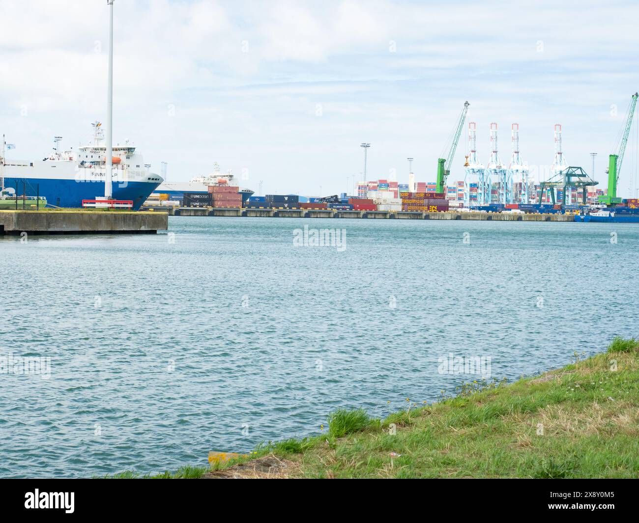 Zeebrugge, Belgium - August 1st 2023: View into the docks of the ...