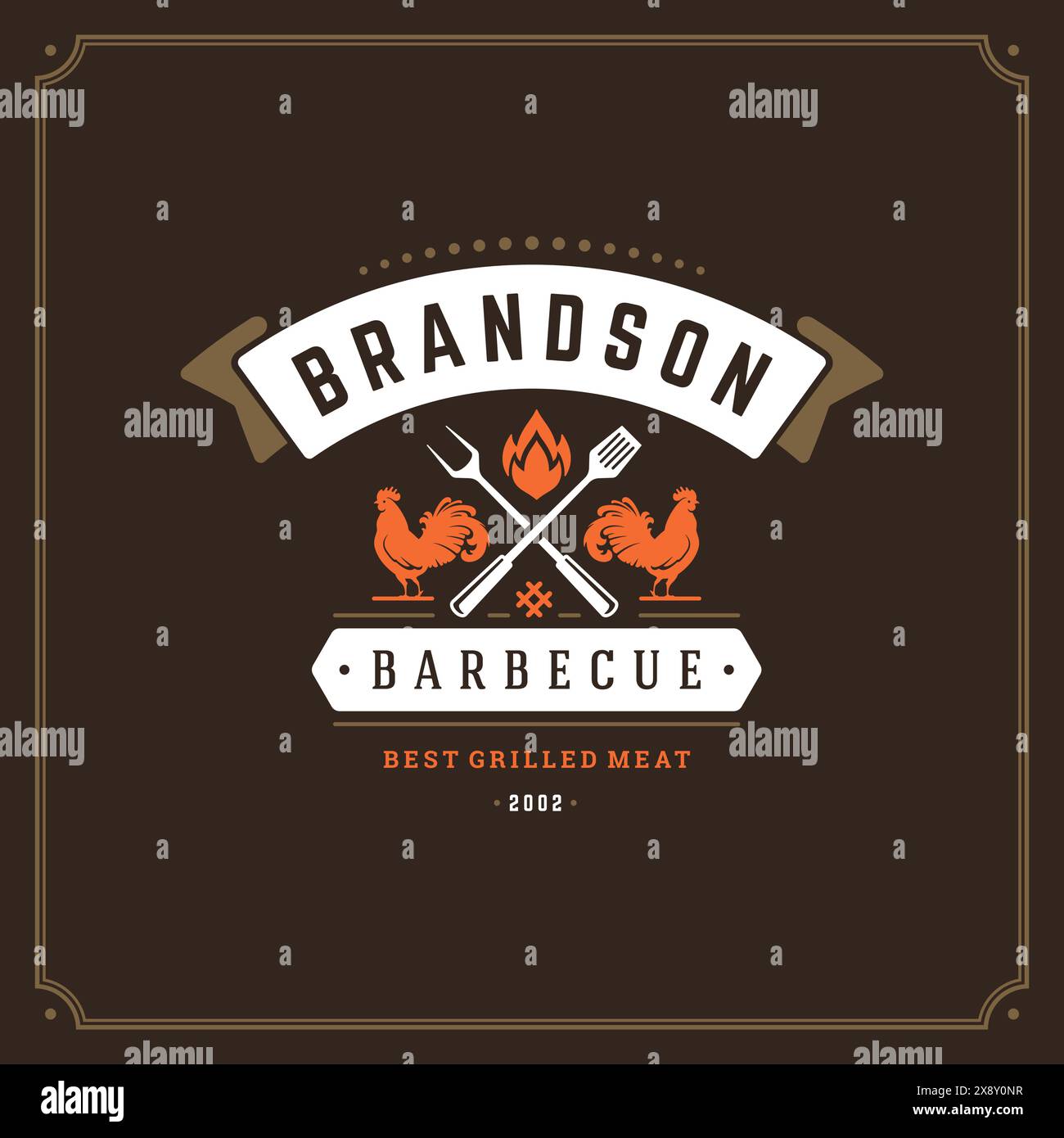 Grill restaurant logo vector illustration. Barbecue steak house menu ...