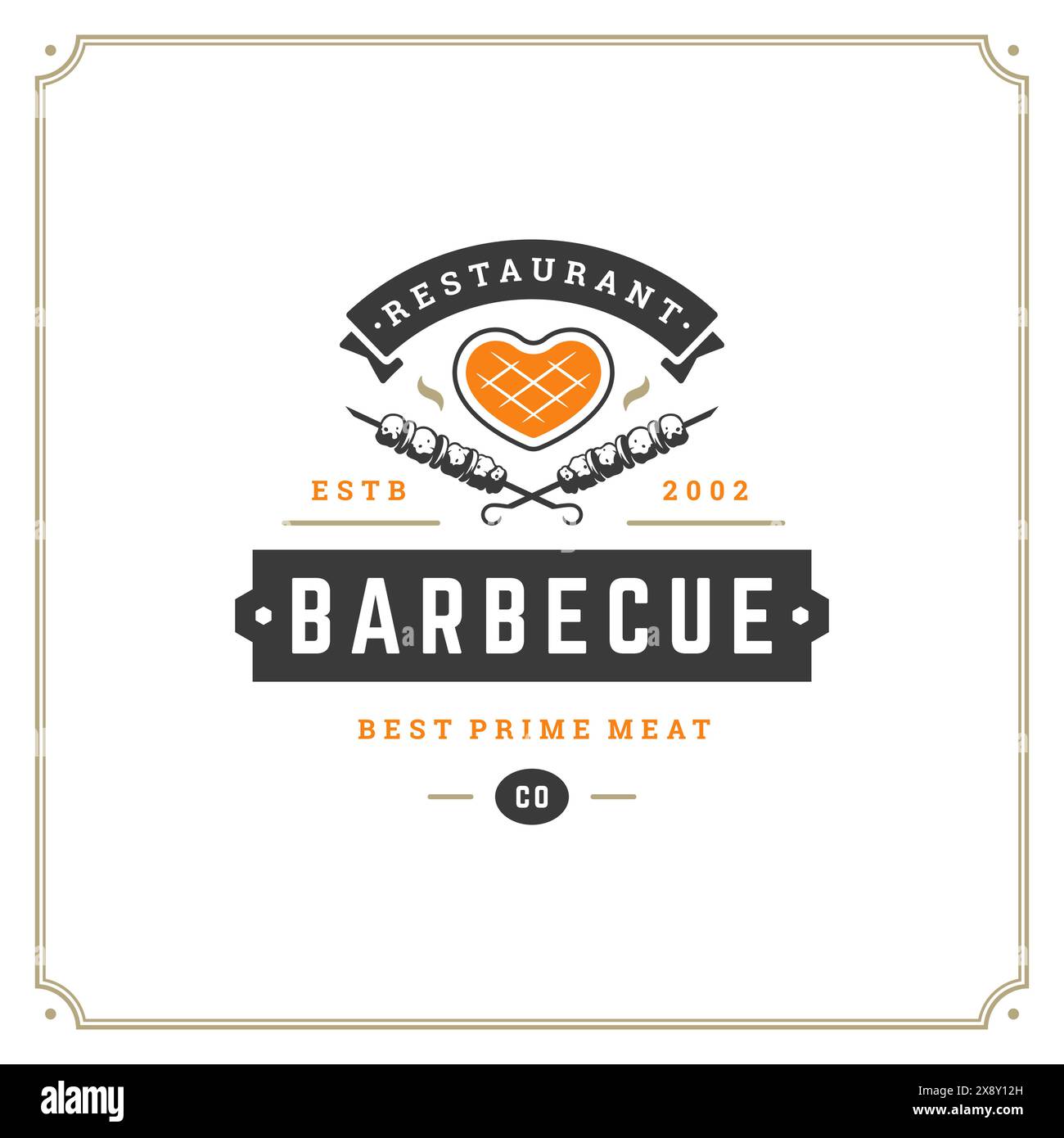 Grill restaurant logo vector illustration. Barbecue steak house menu ...