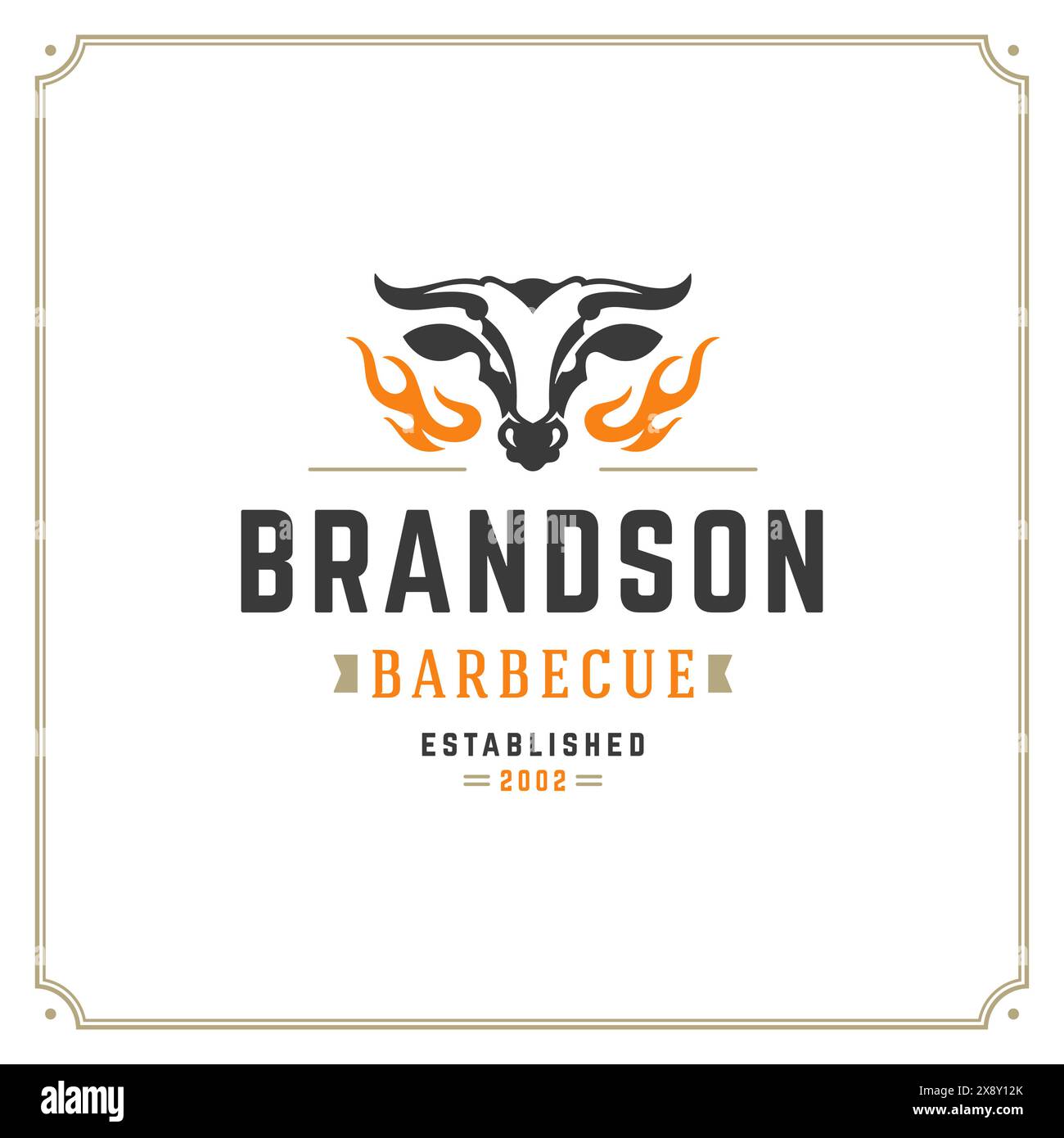 Grill restaurant logo vector illustration. Barbecue steak house menu ...