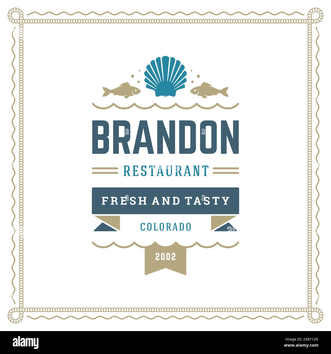 Seafood restaurant logo vector illustration. Market emblem, fish ...