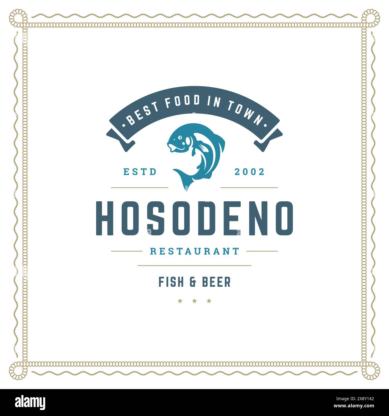 Seafood restaurant logo vector illustration. Market emblem, fish ...