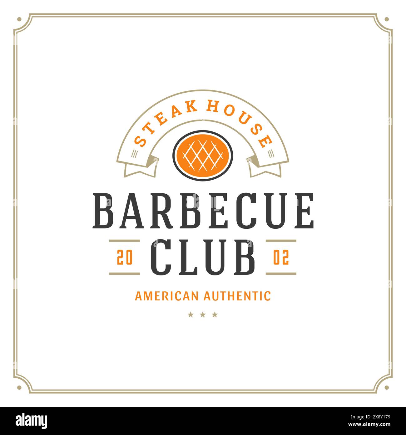 Grill restaurant logo vector illustration. Barbecue steak house menu ...