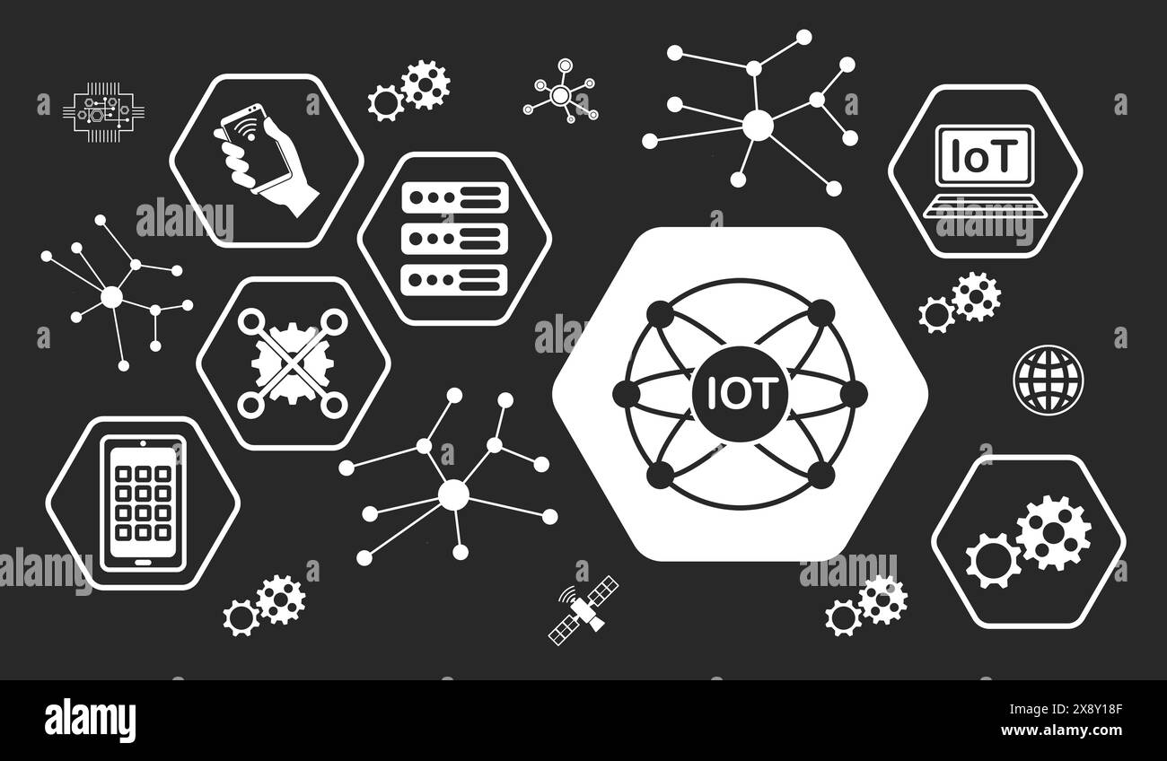 Concept of iot with icons in hexagons Stock Photo - Alamy