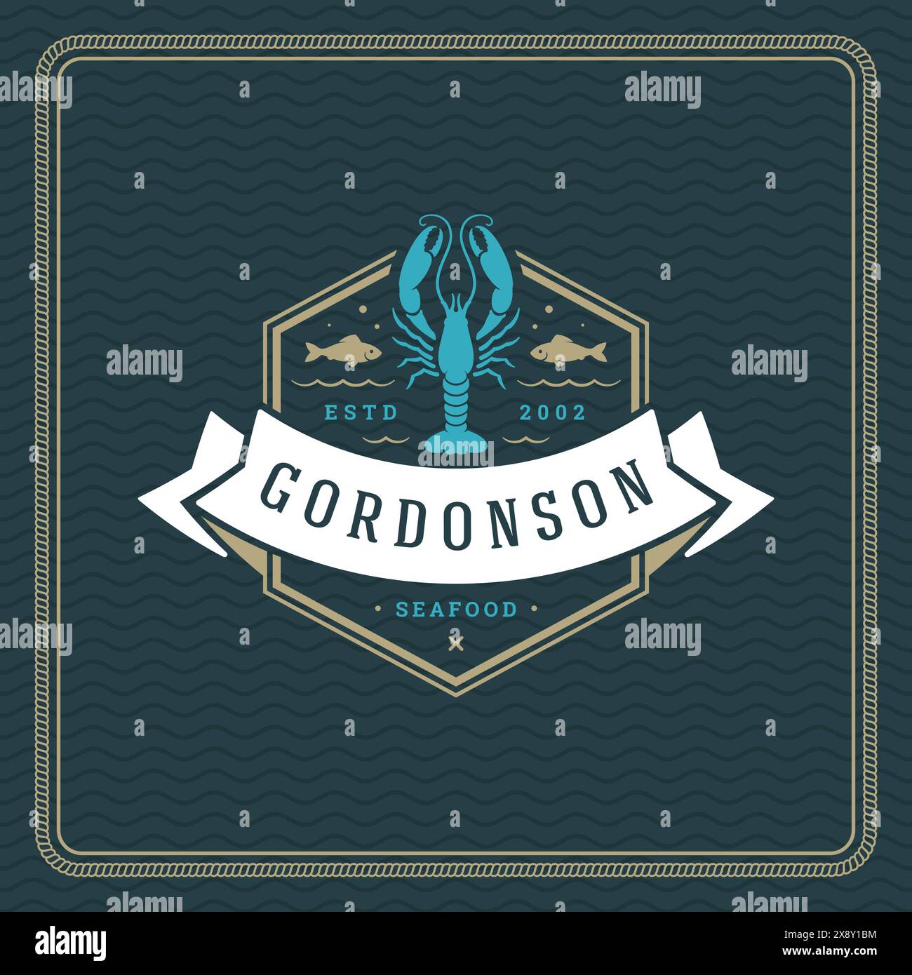 Seafood restaurant logo vector illustration. Market emblem, lobster ...