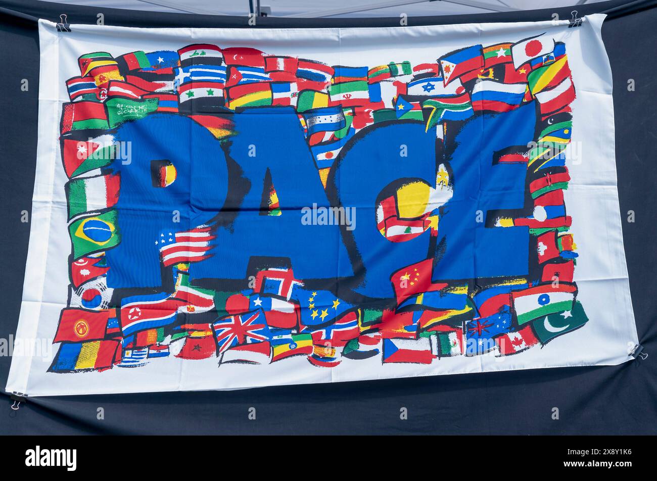 Peace flag with the representation of flags from all over the world ...