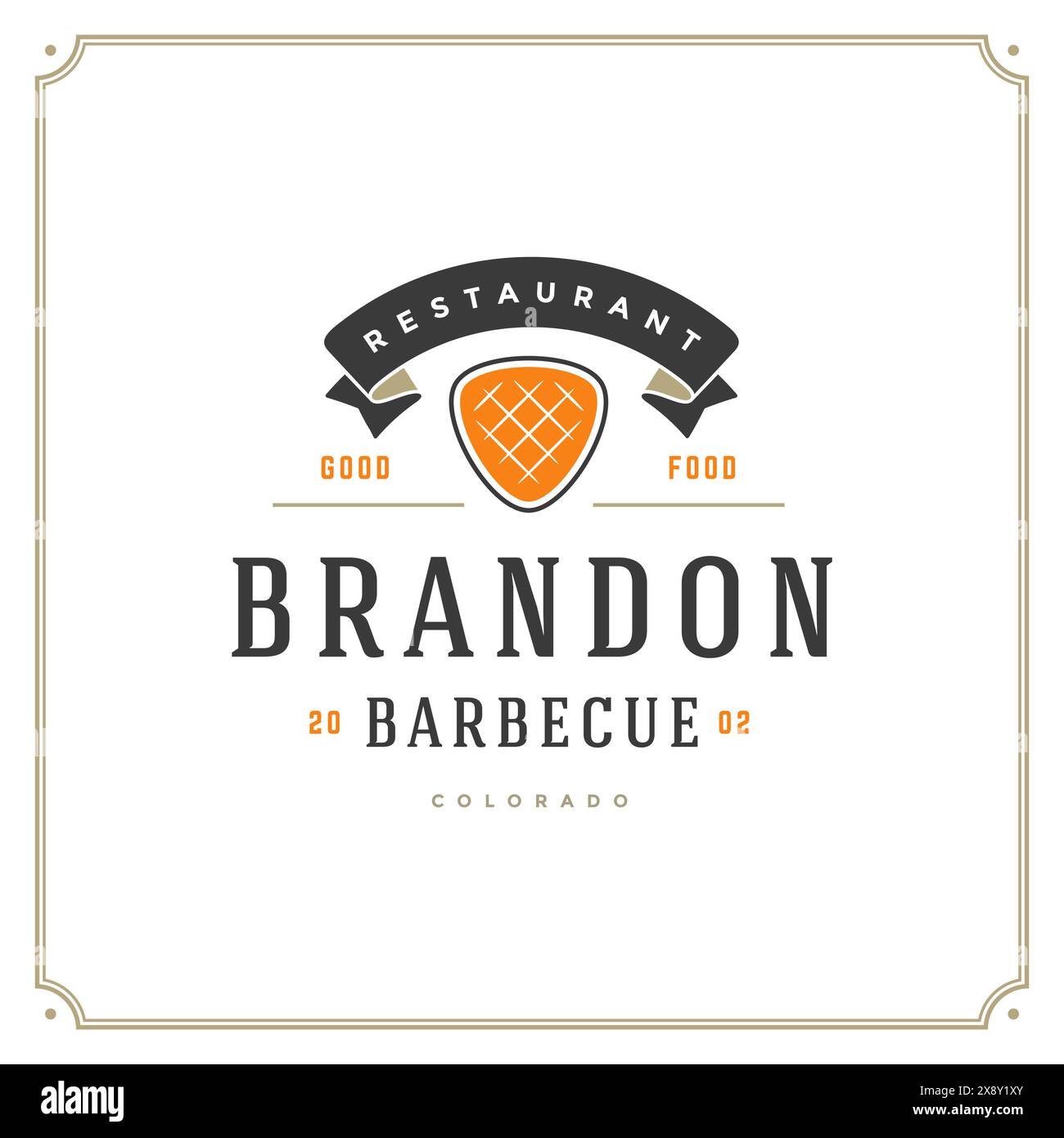 Grill restaurant logo vector illustration. Barbecue steak house menu ...
