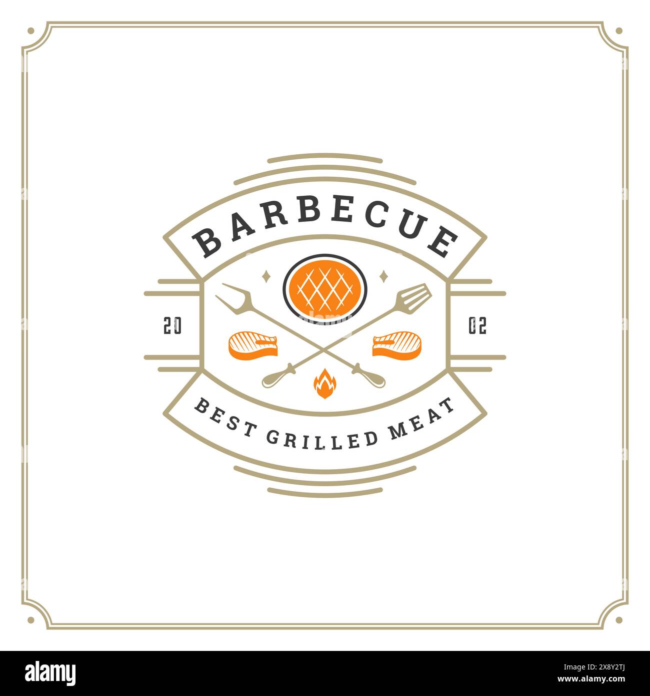 Grill restaurant logo design vector illustration. Barbecue steak house ...