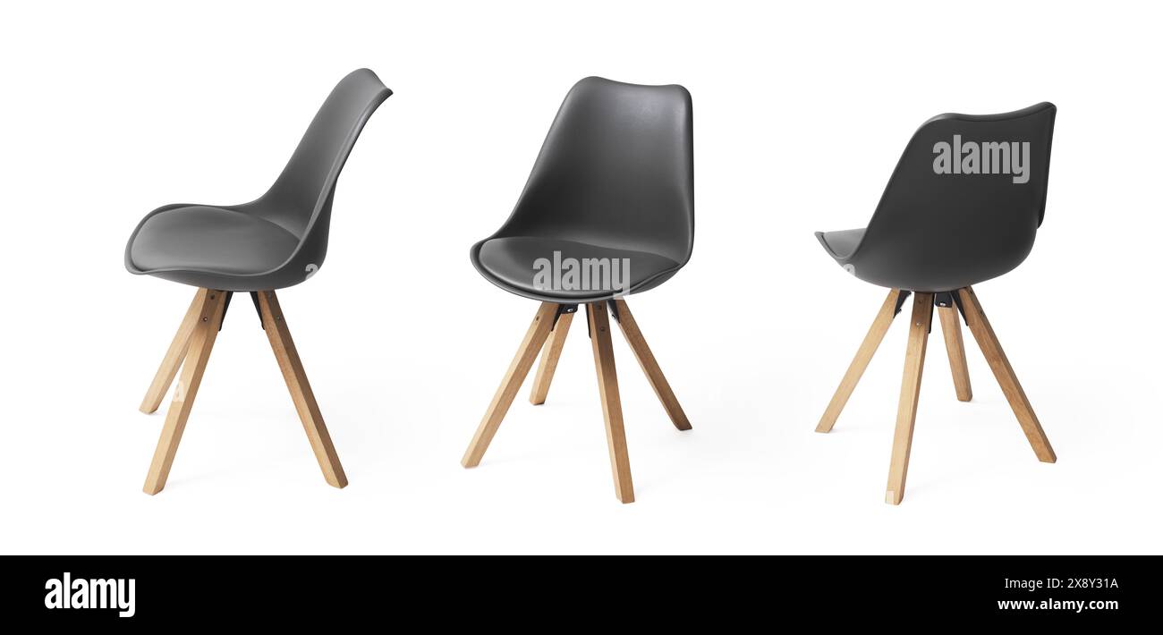Modern chair at different angles isolated on white background Stock ...
