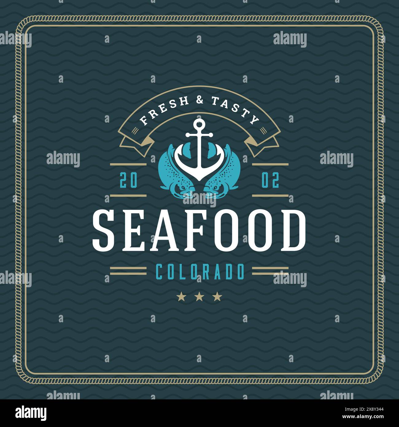 Seafood restaurant logo vector illustration. Market emblem, fish ...