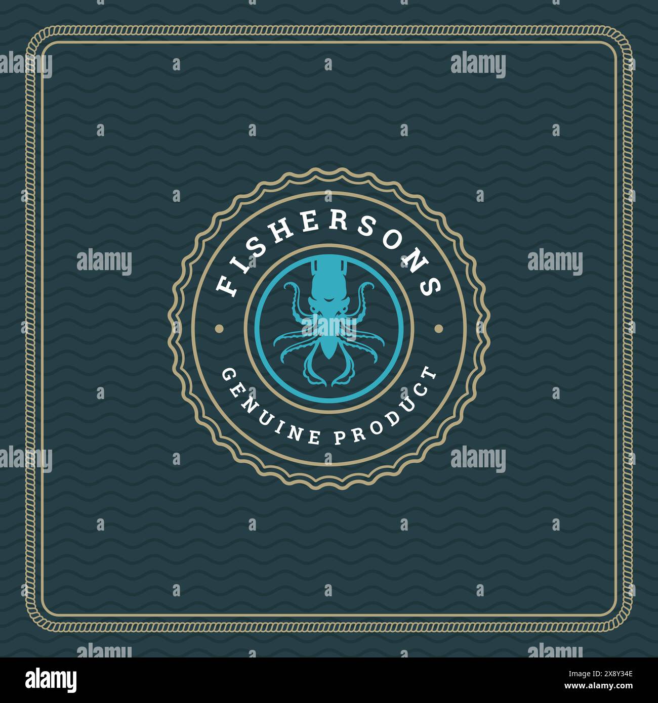 Seafood restaurant logo vector illustration. Market emblem, squid ...