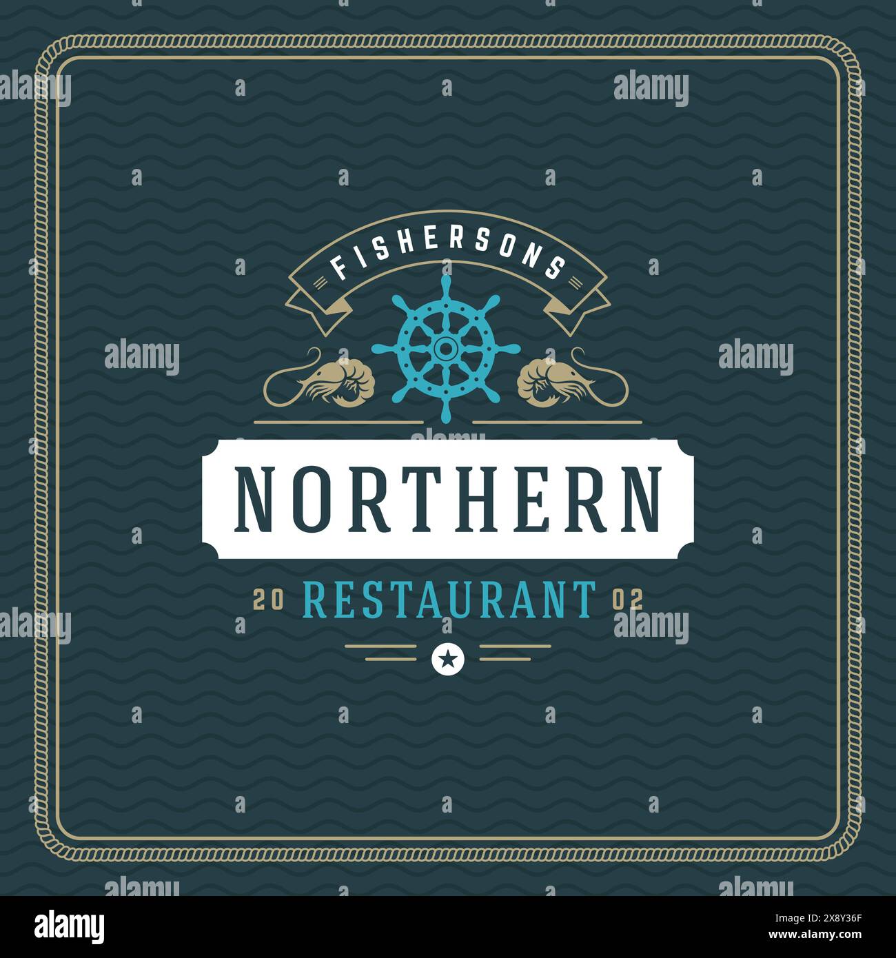 Seafood restaurant logo vector illustration. Market emblem, shrimps and ...