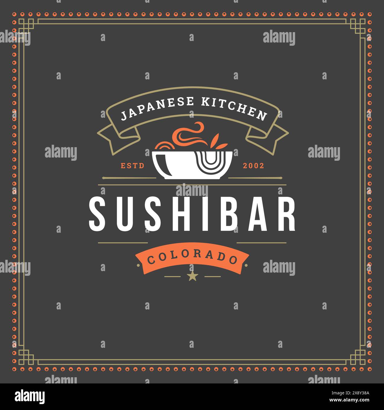 Sushi restaurant logo vector illustration. Japanese food, ramen noodle ...