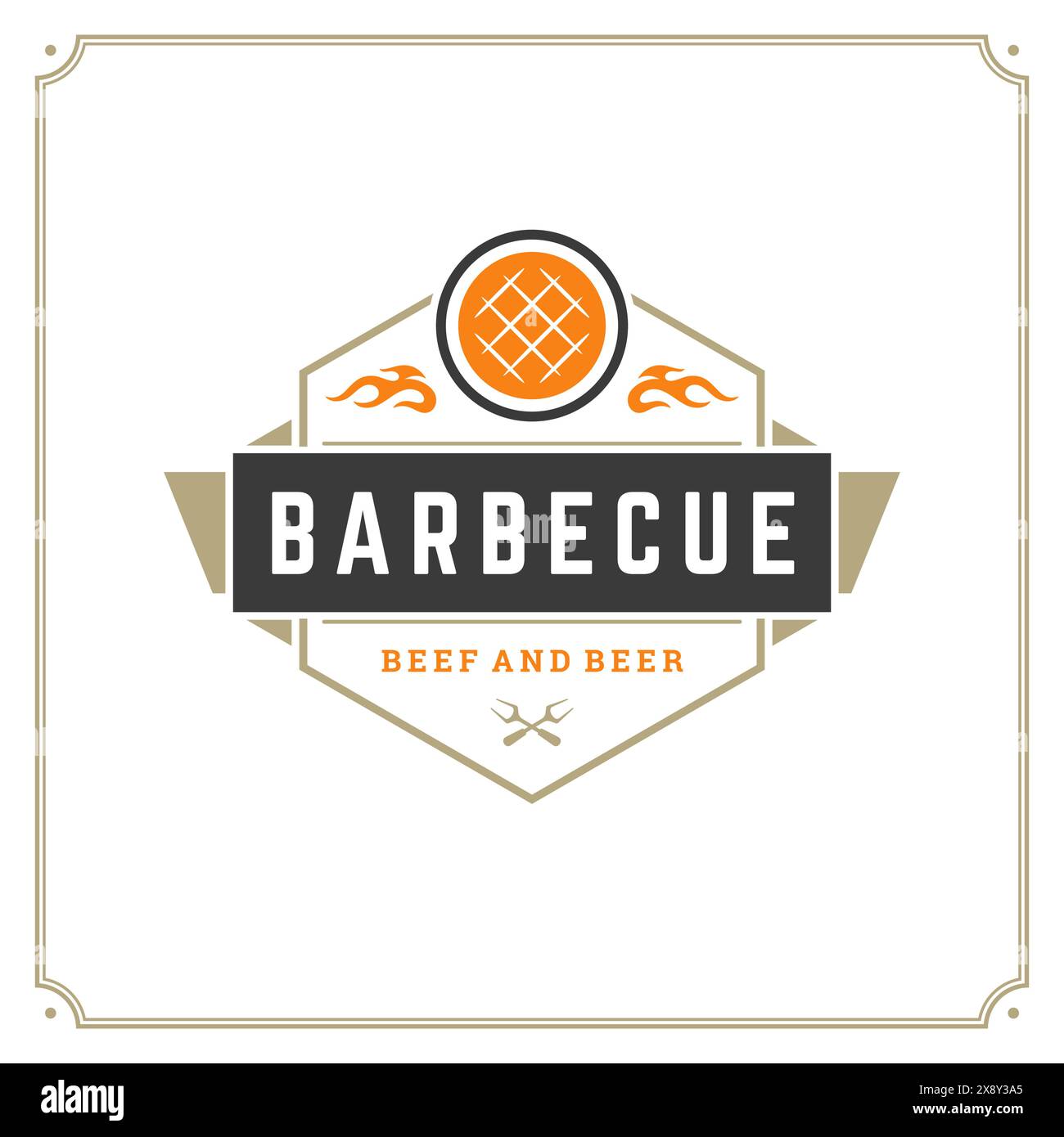 Grill restaurant logo design vector illustration. Barbecue steak house ...