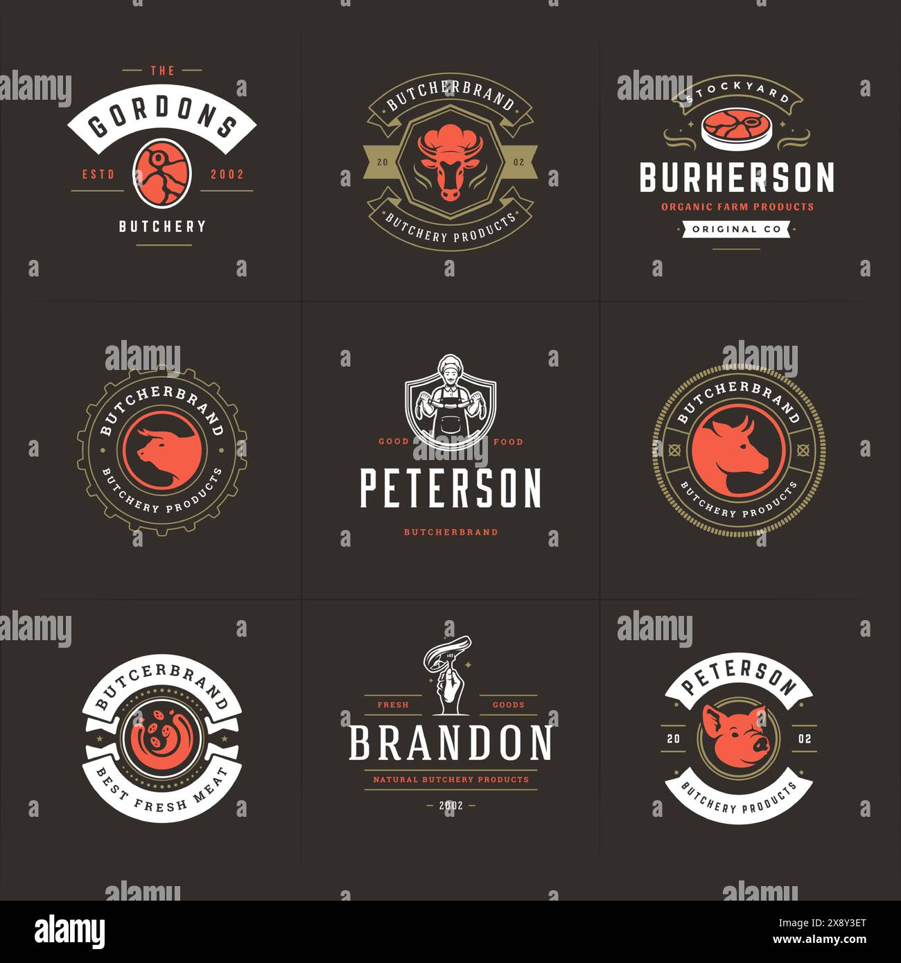Butcher shop logos set vector illustration good for farm or restaurant ...