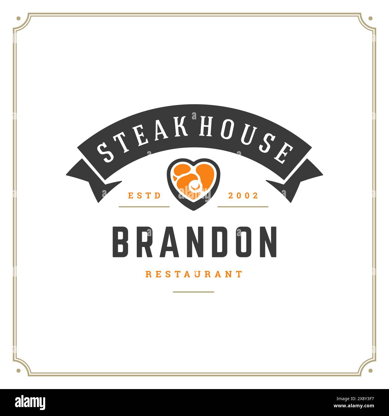 Grill restaurant logo vector illustration. Barbecue steak house menu ...
