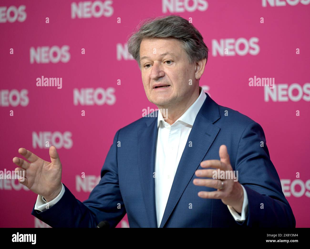 EU top candidate Helmut Brandstätter at a NEOS press conference ...