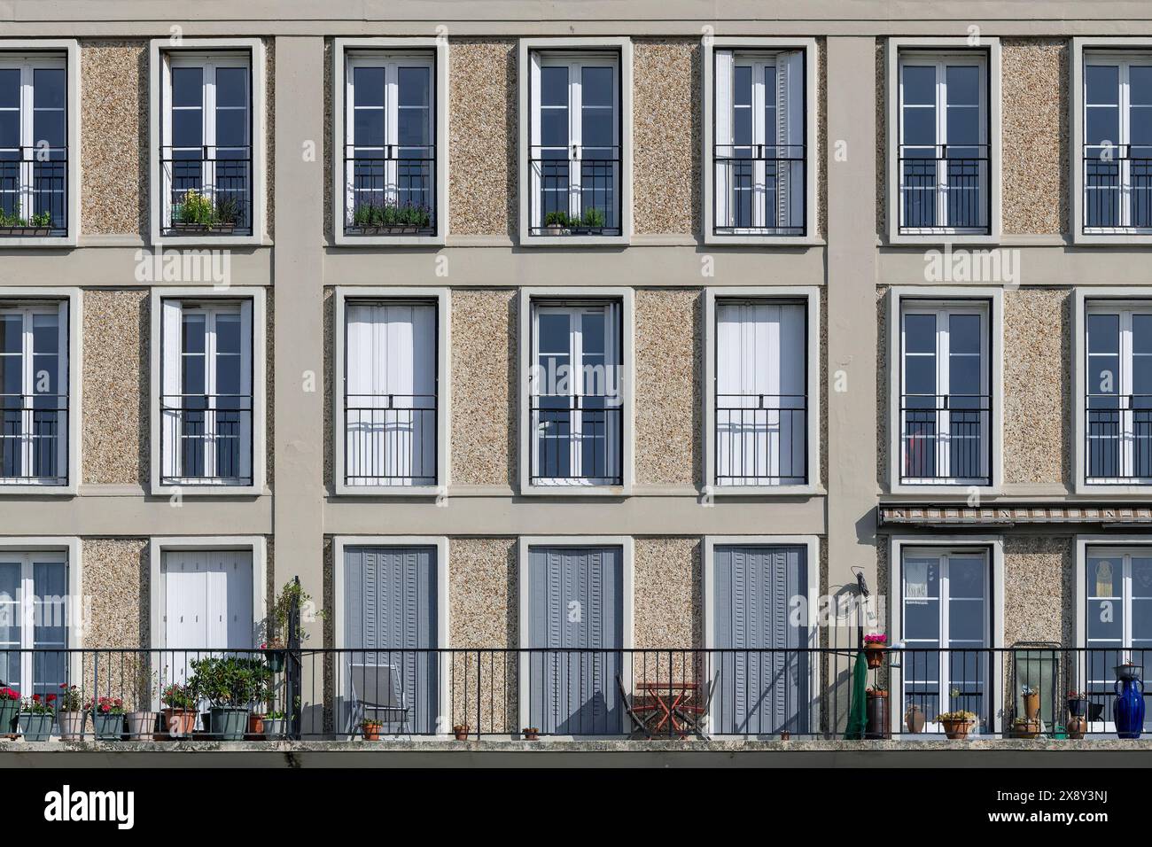Le Havre, France - Close-up of the facade of the South seafront ...