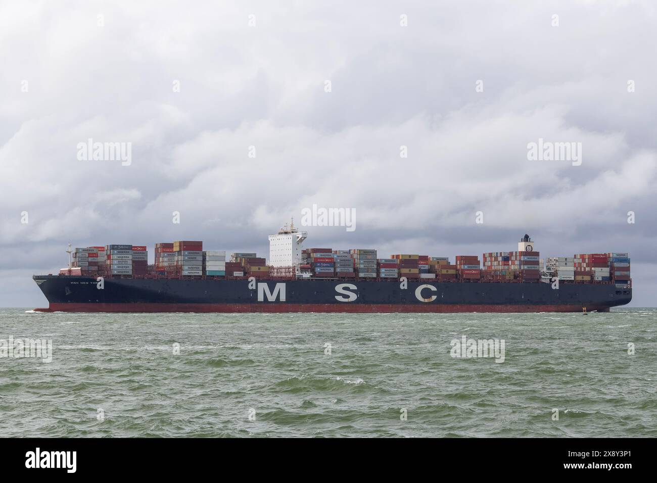 Le Havre, France - View on the container ship MSC NEW YORK arriving ...
