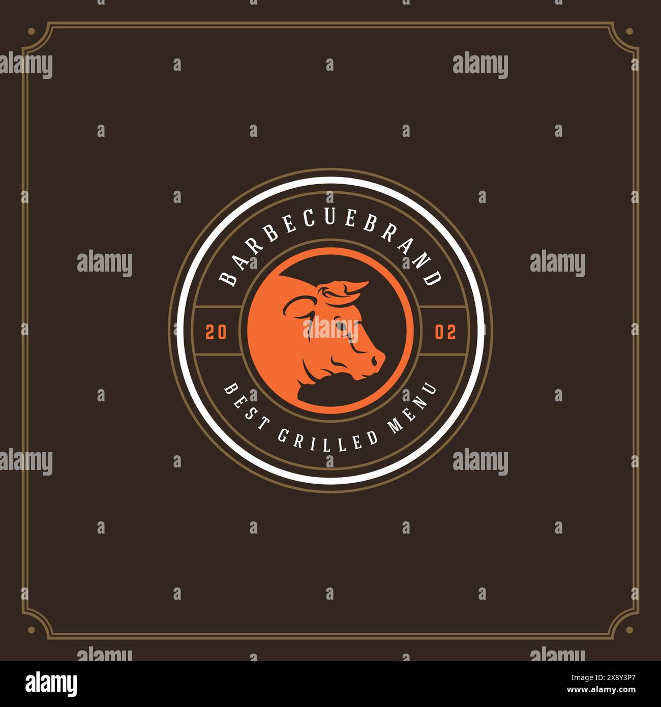Grill restaurant logo vector illustration. Barbecue steak house menu ...