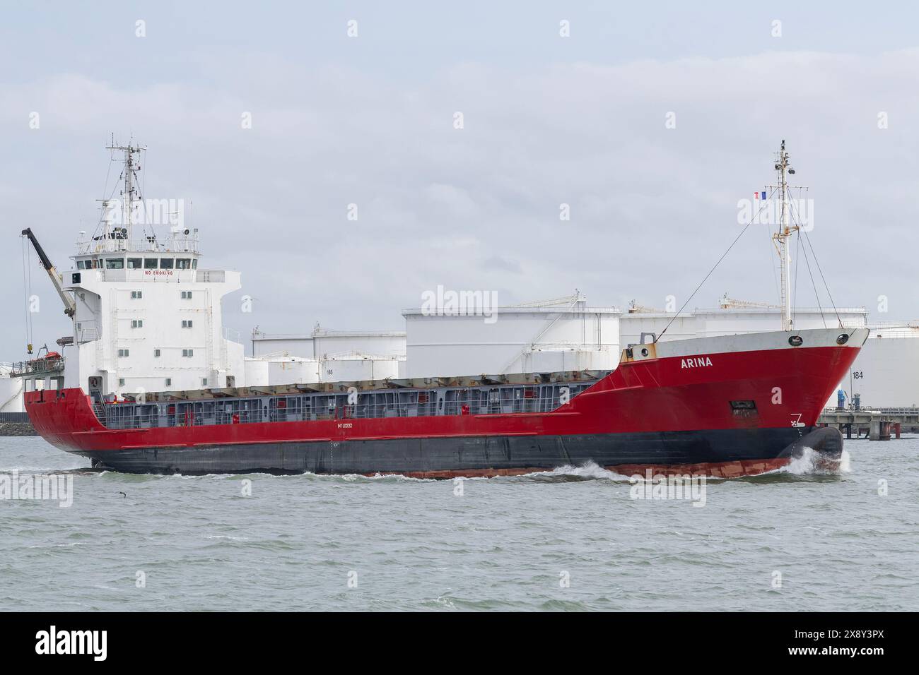 Le Havre, France - View on the general cargo ship ARINA leaving the ...