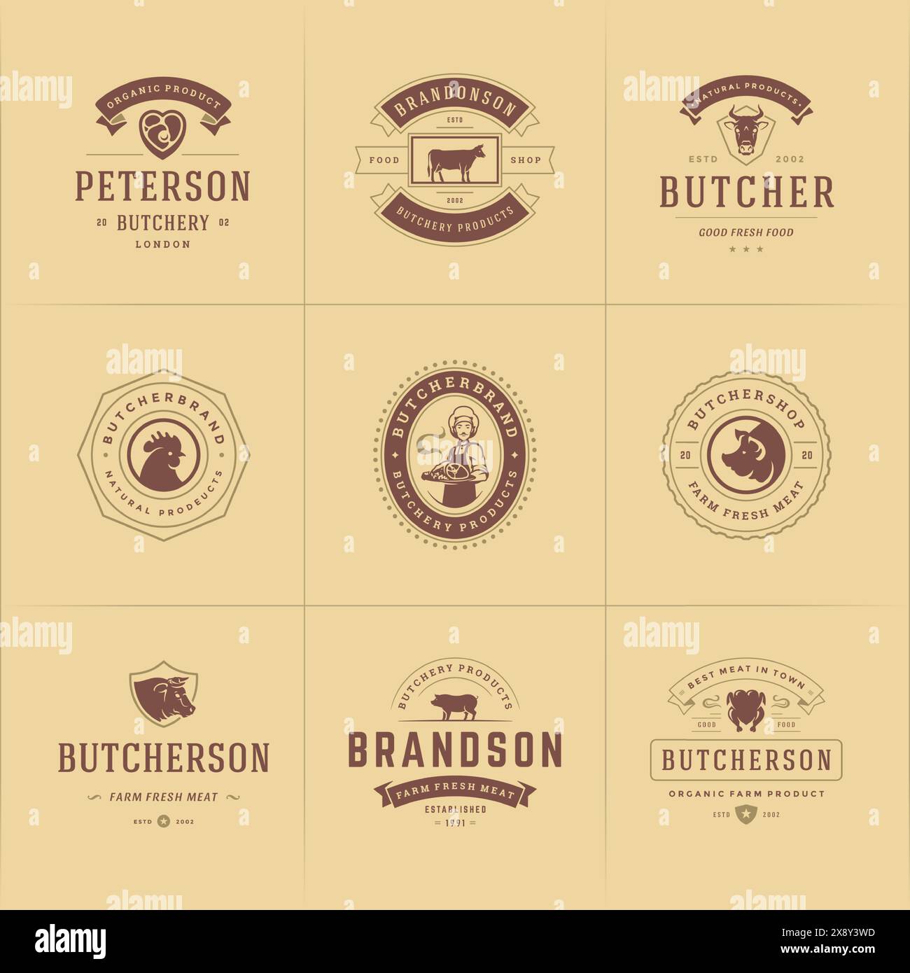 Butcher shop logos set vector illustration good for farm or restaurant ...