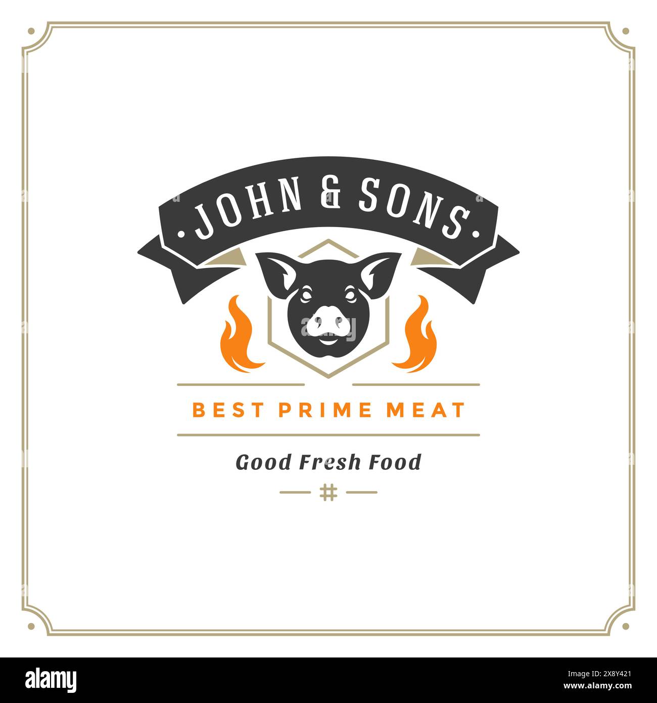 Grill restaurant logo vector illustration. Barbecue steak house menu ...