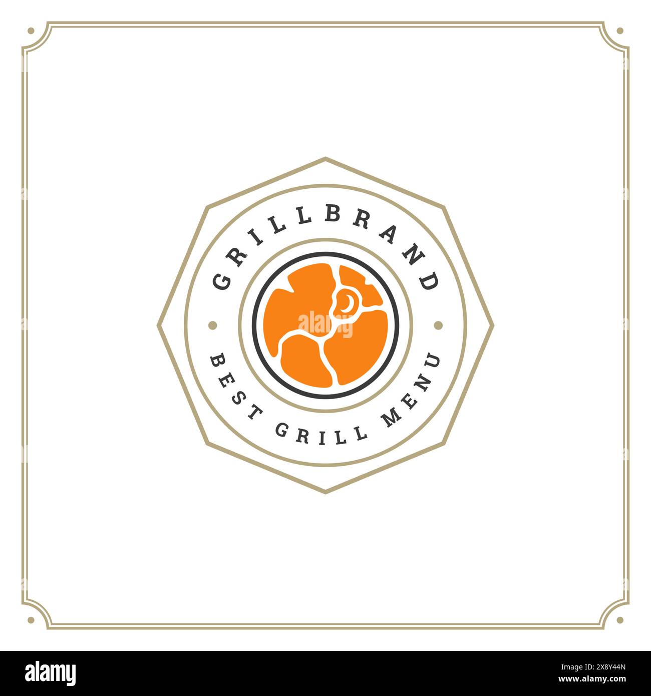 Grill restaurant logo vector illustration. Barbecue steak house menu ...