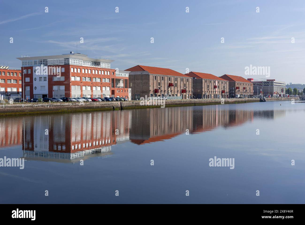 View on The Paul Vatine Basin with its old brick industrial buildings ...