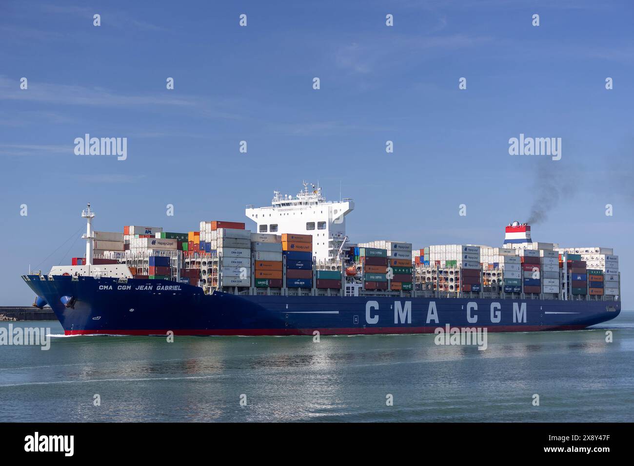 Le Havre, France - Container Ship CMA CGM JEAN GABRIEL arriving port of ...