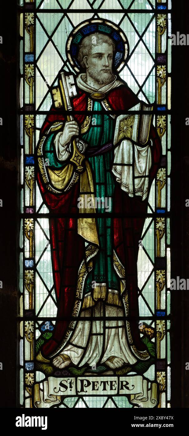 Saint Peter stained glass Stock Photo - Alamy