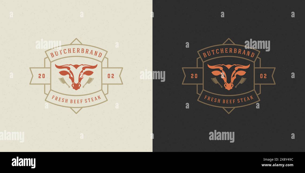 Butcher shop logo vector illustration bull head silhouette good for ...