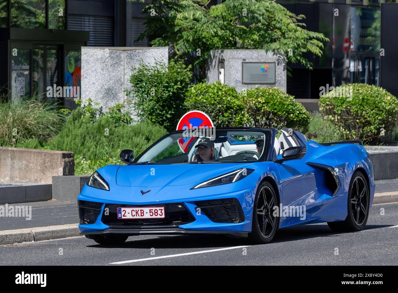 Luxembourg City, Luxembourg - View on a blue Chevrolet Corvette C8 ...