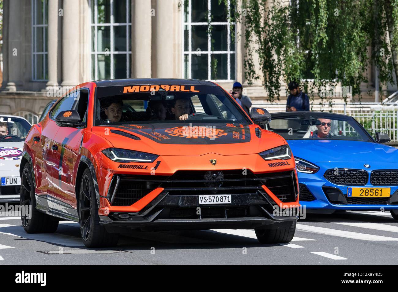 Luxembourg City, Luxembourg - View on an orange Lamborghini Urus ...
